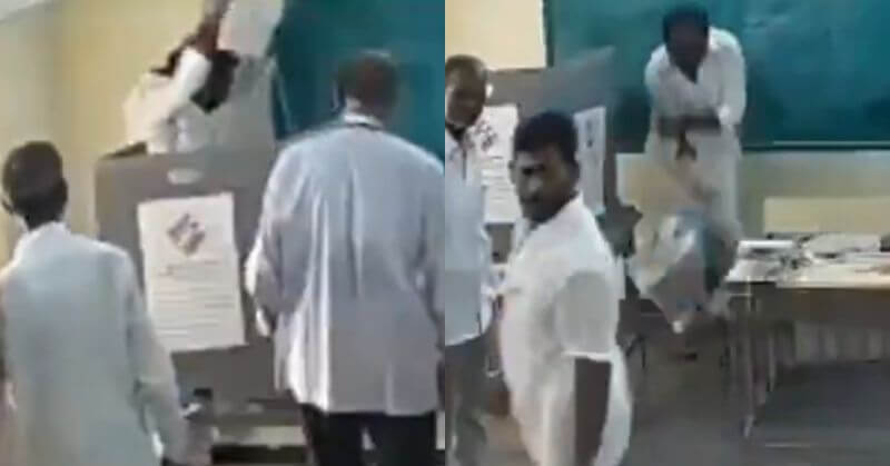 Watch Video: Andhra's YSRC MLA P Ramakrishna Reddy Caught Destroying EVM At Polling Booth