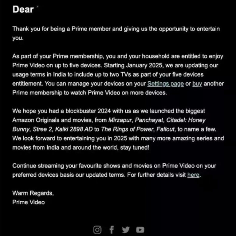 Amazon Prime Video Limits Devices In 2025: Check New Rules