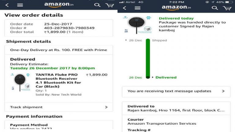 Amazon Updated Product Delivered And Signed By Customer Without ...